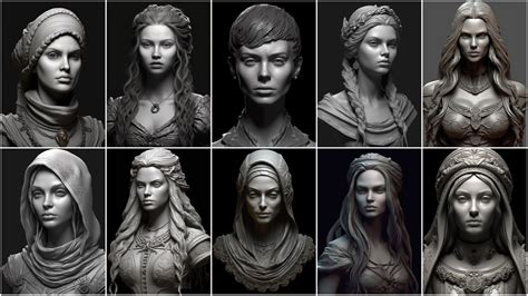 Artstation 300 Medieval Female Head Sculpt 4k Artworks