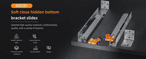 Sigoei 9 12 15 18 21 24 Inch Bottom Mount Soft Close Drawer Slides Full Extension Concealed