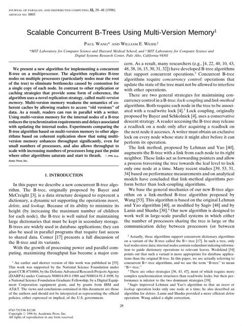 Pdf Scalable Concurrent B Trees Using Multi Version Memory Dokumentips