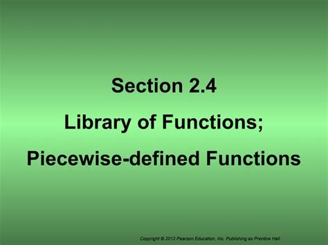 Section 24 Library Of Functions Piecewise Defined Function Ppt