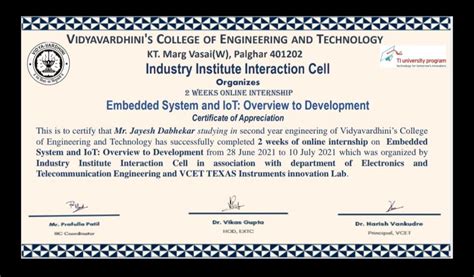 Jayesh Dabhekar On Linkedin Internship Embeddedsystems Iot
