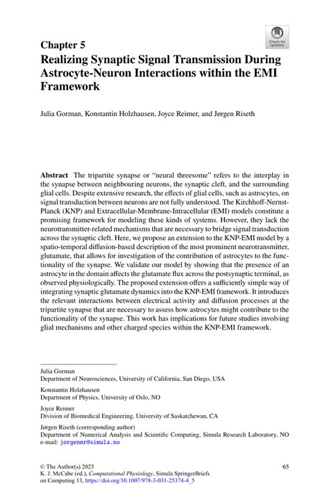 Pdf Realizing Synaptic Signal Transmission During Astrocyte Neuron Interactions Within The Emi