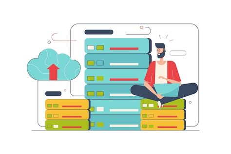 Premium Vector Data Center Concept With People Scene In Flat Cartoon Design Man Working Ob