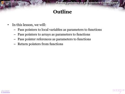 Passing Pointers As Parameters To And From Functions Ppt Download