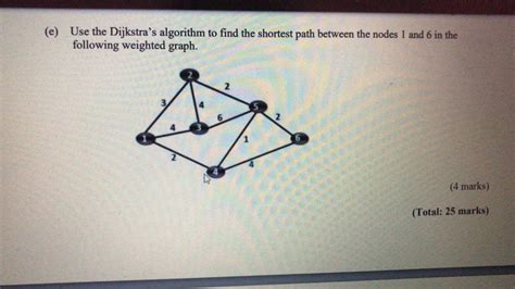 Solved E Use The Dijkstra S Algorithm To Find The Shortest Chegg
