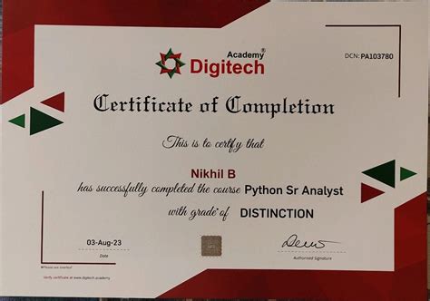 Nikhil B On Linkedin Python Completion Certificate