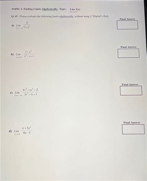 solved topic 1 finding limits algebraically type