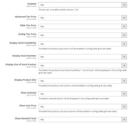 Magento 2 Configurable Product Grid Table View Extension