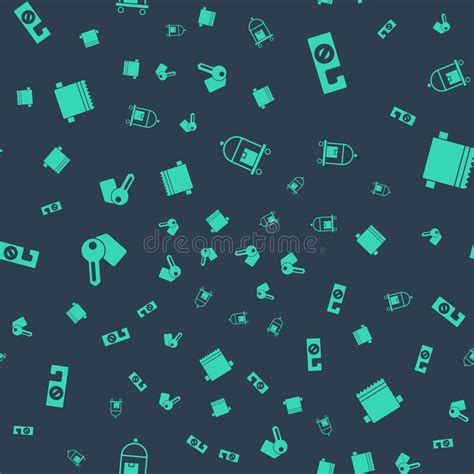 Set Suitcase Please Do Not Disturb Hotel Door Lock Key And Towel On Hanger On Seamless Pattern