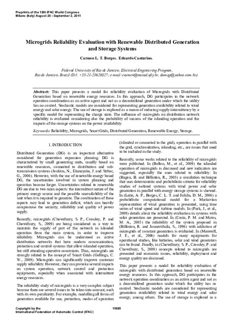 Pdf Microgrids Reliability Evaluation With Renewable Distributed Generation And Storage Systems