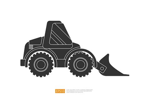 엔드 로더 차량 플랫 만화 불도저 채석장 기계 돌 바퀴 실루엣 파는 사람 백호 프론트 로더 트럭 작업 트랙터 굴삭기 벡터