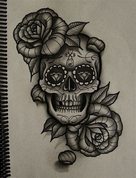 Day Of The Dead Skull Tattoo Drawing