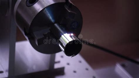 Precision Metal Lathe Tool In Action With Laser Alignment Stock Video Video Of Laser