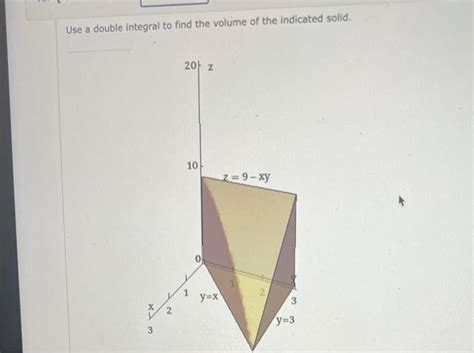 Solved Use A Double Integral To Find The Volume Of The Chegg