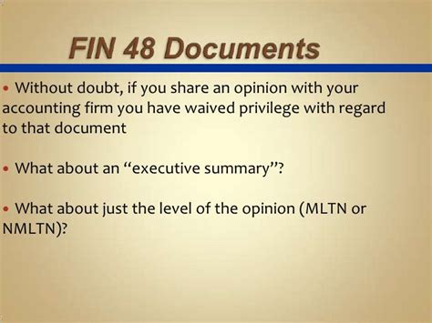 Fin 48 And Work Product Protection Presentation