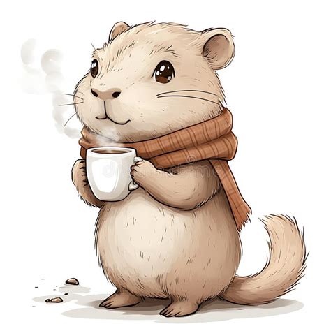 Chibi Capybara Floating On Lily Pad Stock Illustration Illustration