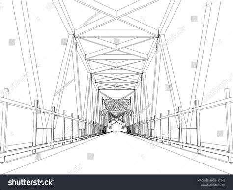 Truss Bridge Model Perspective View Outline Stock Illustration Shutterstock