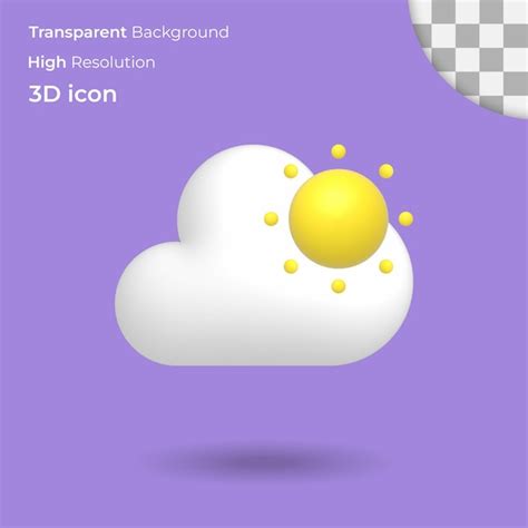 Premium Psd Sunny Cloud Weather Icon 3d Render Illustration Psd