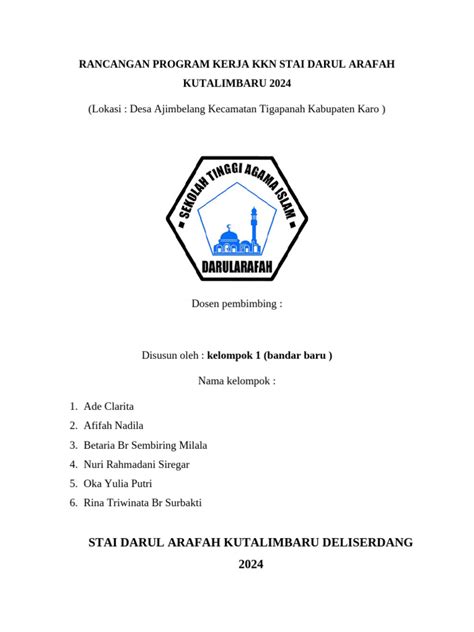 Rancangan Program Kerja Kkn Pdf