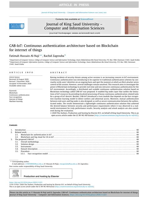 Pdf Cab Iot Continuous Authentication Architecture Based On