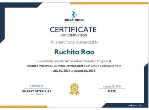 Ruchita Rao On Linkedin Internship Fullstackdevelopment Nodejs Mongodb