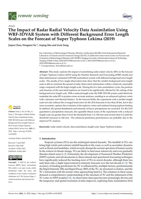 Pdf The Impact Of Radar Radial Velocity Data Assimilation Using Wrf 3dvar System With