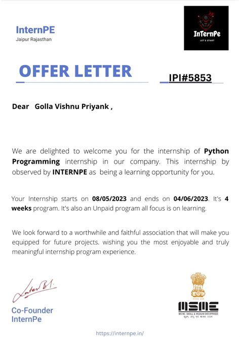 Golla Vishnu Priyanka On Linkedin Internship Project Opportunity Thankyou Development