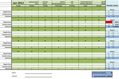 Timesheet Excel Templates Week Weeks And Monthly Versions