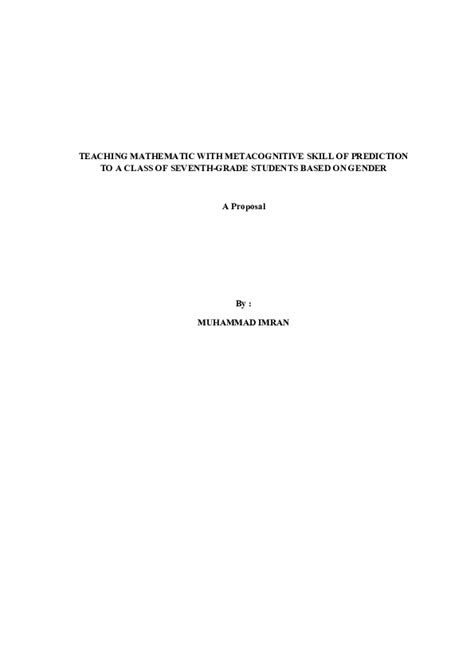 Pdf Teaching Mathematic With Metacognitive Skill Of Prediction To A Class Of Seventh Grade