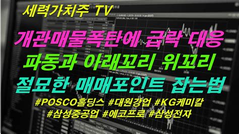 주식 0706 개관매물폭탄에 급락 대응파동과 아래꼬리 위꼬리 절묘한 활용요령 Posco홀딩스 대원강업 Kg케미칼 삼성중공업 에코프로 삼성전자 세력
