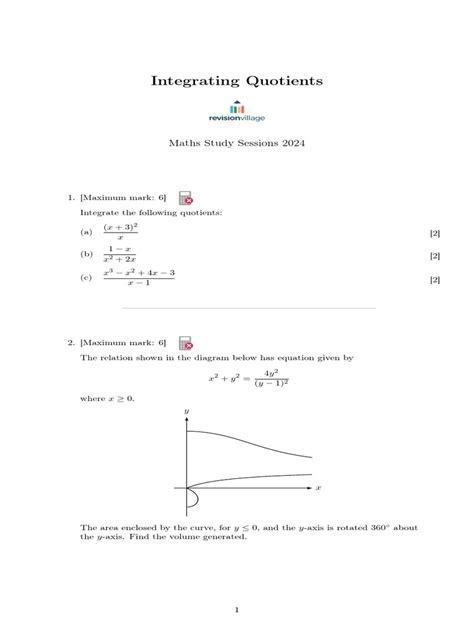 Rv Math Integrating Quotients Prereading 1 Pdf Mathematical Analysis Mathematical Objects