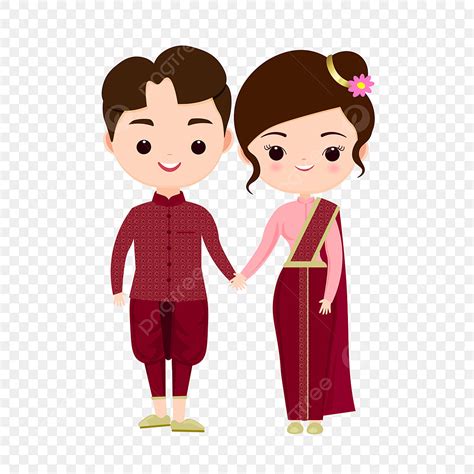 Bride Wedding Dress Vector Design Images The Groom And Bride Wear Dark Red Thai Wedding Dresses
