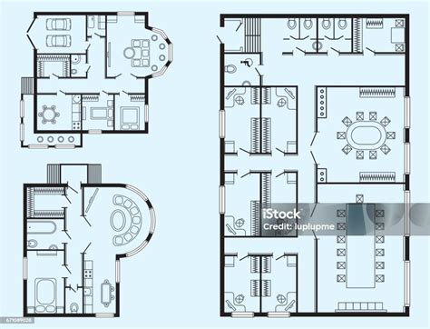 현대 사무실 건축 계획 인테리어 가구와 건축 디자인 그리기 프로젝트 사무실에 대한 스톡 벡터 아트 및 기타 이미지 사무실 설계도 계획 Istock