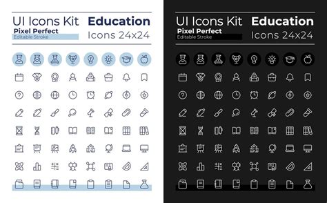 Distance Education Pixel Perfect Linear Ui Icons Set For Dark Light Mode Elearning Outline