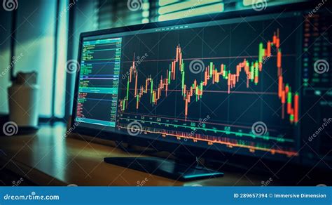 Capturing Stock Market Fluctuations Stock Trading Data Graph On Computer Generative Ai Stock
