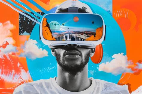 A Man Wearing A Virtual Reality Glasses With The Word Goggles On It