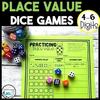 Place Value 4 6 Digits Dice Game FREEBIE By Learning4Miles TPT