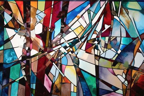 Premium Ai Image Abstract Geometric Artwork With Stained Glass And Metal Accents Created With