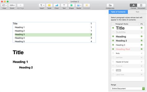 How To Create A Table Of Contents In Pages On Mac