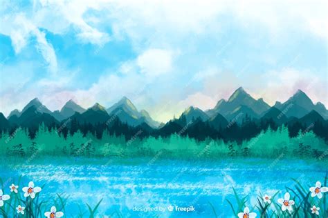 풍경 수채화 추상적 인 배경 무료 벡터