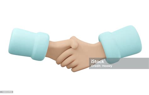 거래 비즈니스 작업의 흰색 배경 개념에 악수의 3d 렌더링 3d 렌더 일러스트 만화 스타일 2명에 대한 스톡 사진 및 기타 이미지 Istock