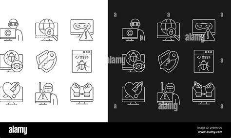 Cyber Attacks Types Linear Icons Set For Dark And Light Mode Stock Vector Image And Art Alamy