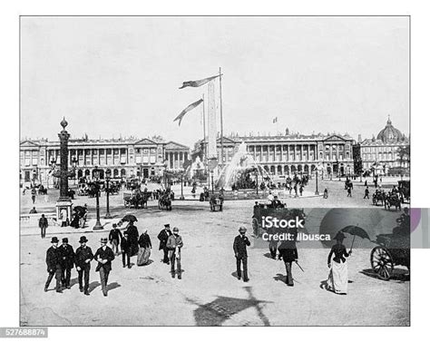 앤틱형 사진이 콩코르드 광장 19th 세기 파리 일 드 프랑스에 대한 스톡 벡터 아트 및 기타 이미지 파리 일 드 프랑스