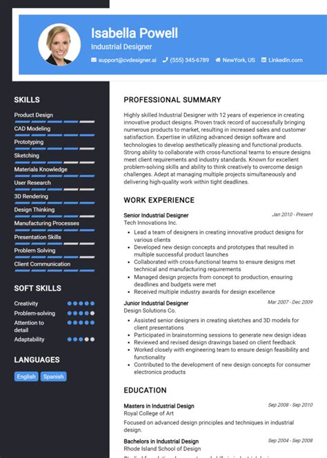 Industrial Designer Resume Example For 2024 Resume Guide Cvdesigner Ai