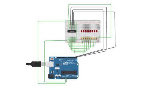 Circuit Design 74hc595 Tinkercad