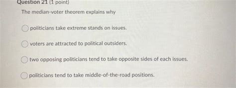 Solved Question 21 1 Point The Median Voter Theorem