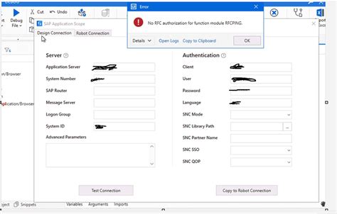 issue connecting to sap via bapi activity rfc authorization error