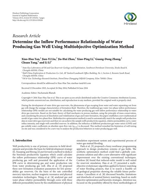 Pdf Determine The Inflow Performance Relationship Of Water Producing Gas Well Using