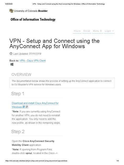 Vpn Setup And Connect Using The Anyconnect App For Windows Office Of Information Technology