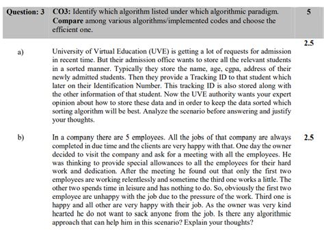 Co3 Identify Which Algorithm Listed Under Which